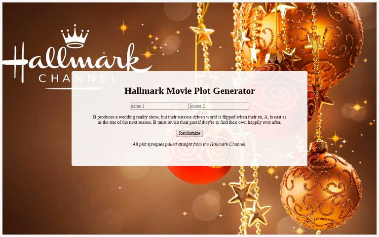 Hallmark Movie Plot Generator