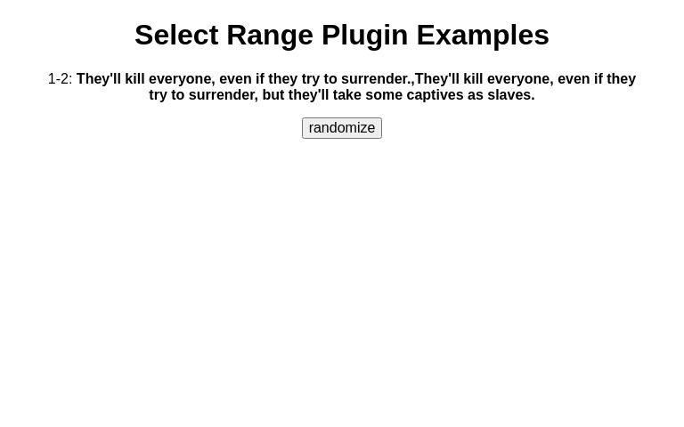 Select Range Plugin Examples