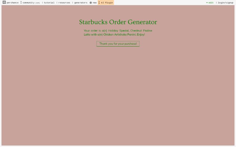 Starbucks Order Generator