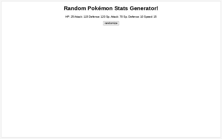 Random Pokémon Stats Generator!