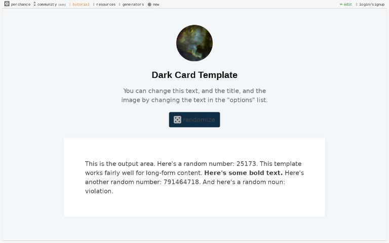 Dark Card Template ― Perchance Generator