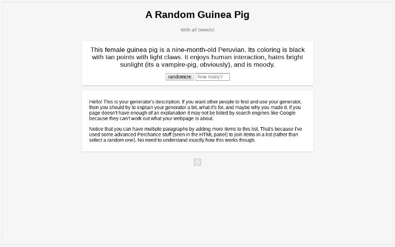 A Random Guinea Pig ― Perchance Generator