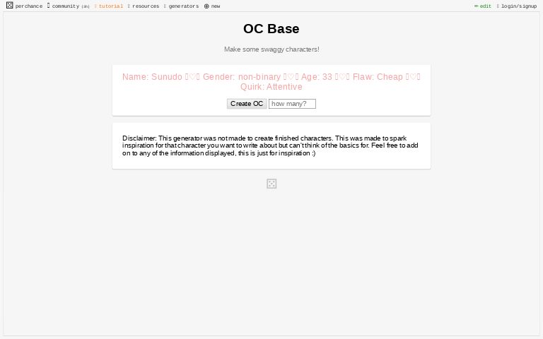 OC Base ― Perchance Generator