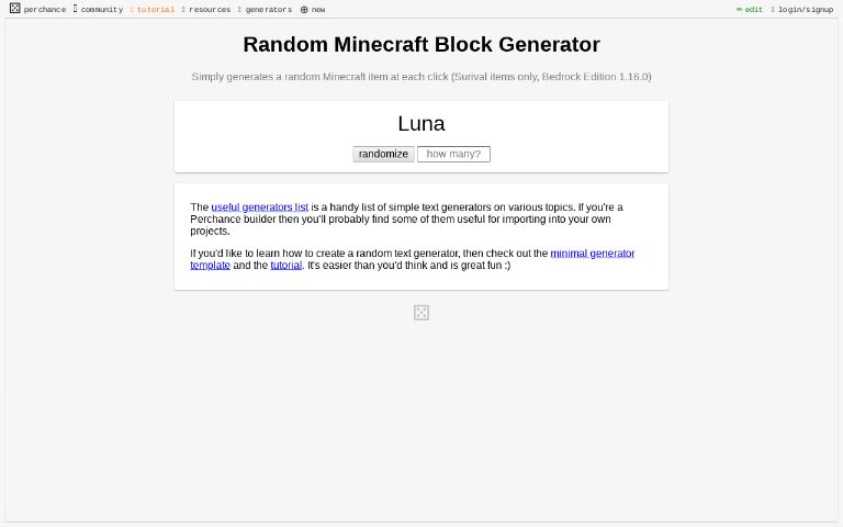 Random Minecraft Block Generator