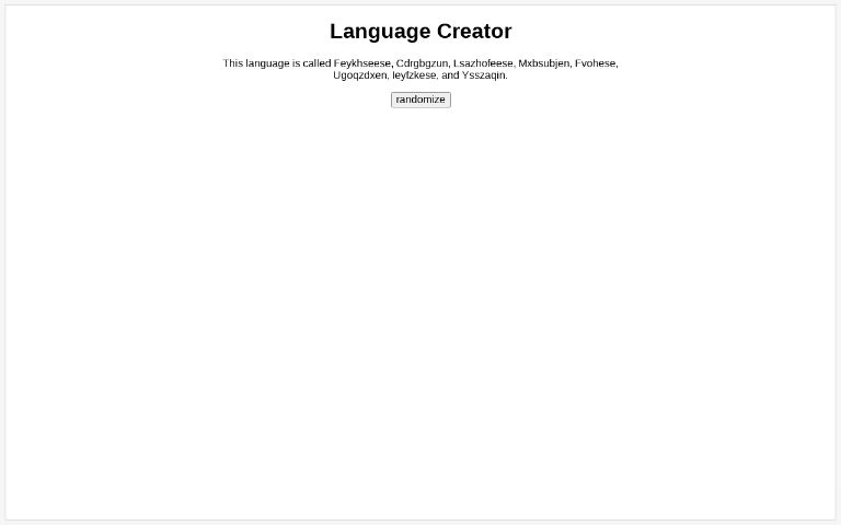 Language Creator ― Perchance Generator