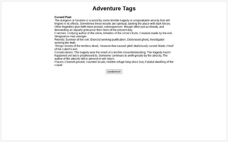 Adventure Tags ― Perchance Generator