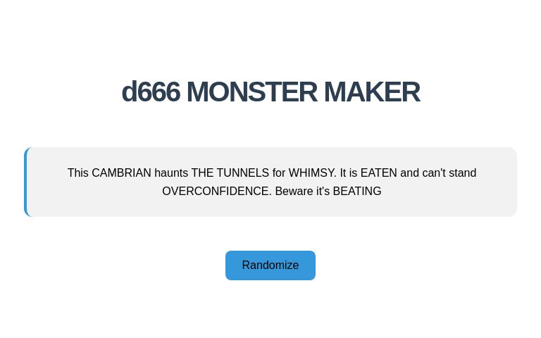 d666 MONSTER MAKER ― Perchance Generator