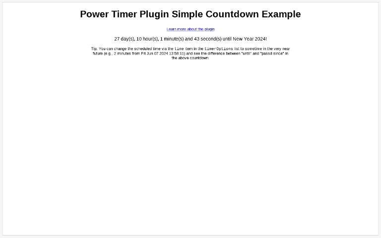 Power Timer Plugin Simple Countdown Example