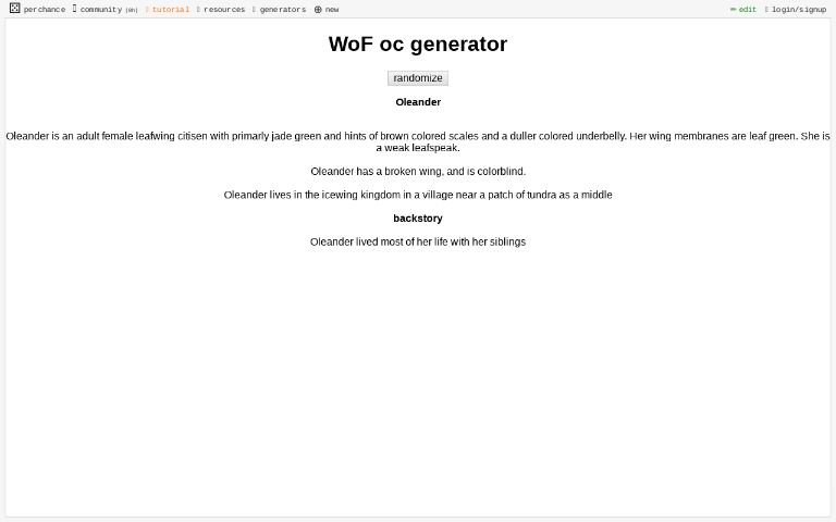 WoF oc generator