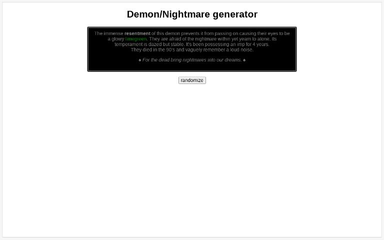 Demon/Nightmare generator
