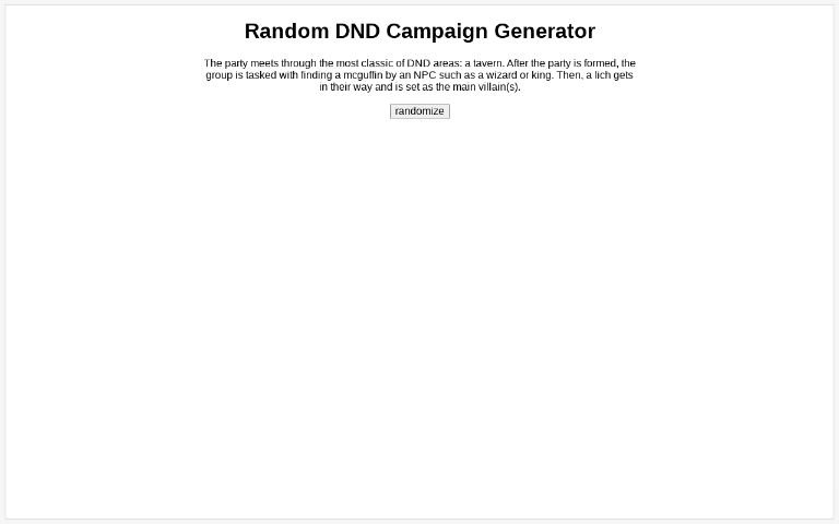 Random DND Campaign Generator