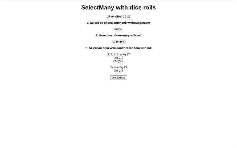 SelectMany with dice rolls ― Perchance Generator