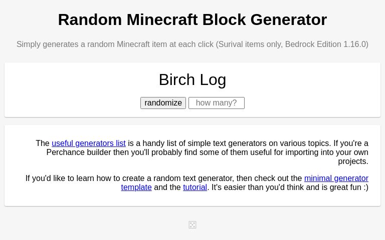 Random Minecraft Block Generator