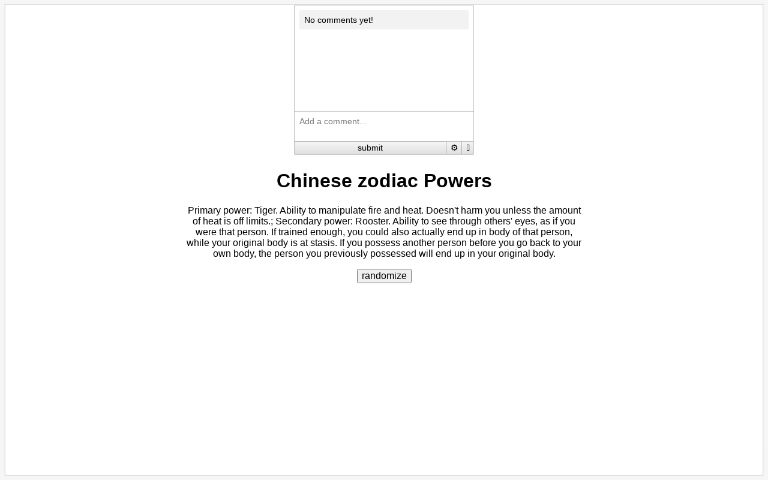 Chinese zodiac Powers ― Perchance Generator