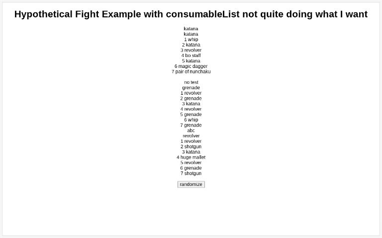 Hypothetical Fight Example with consumableList not quite doing what I ...
