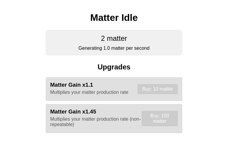 Matter Idle ― Perchance Generator