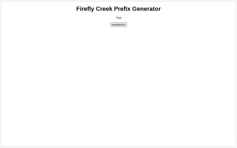 Firefly Creek Prefix Generator