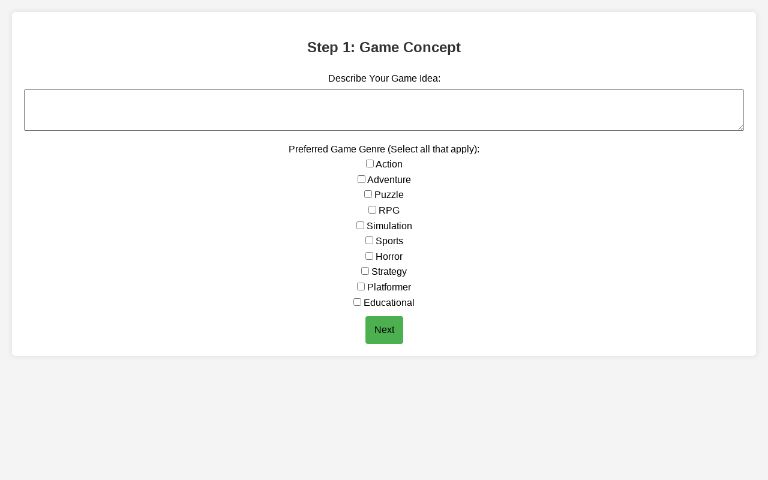 Step 1: Game Concept ― Perchance Generator