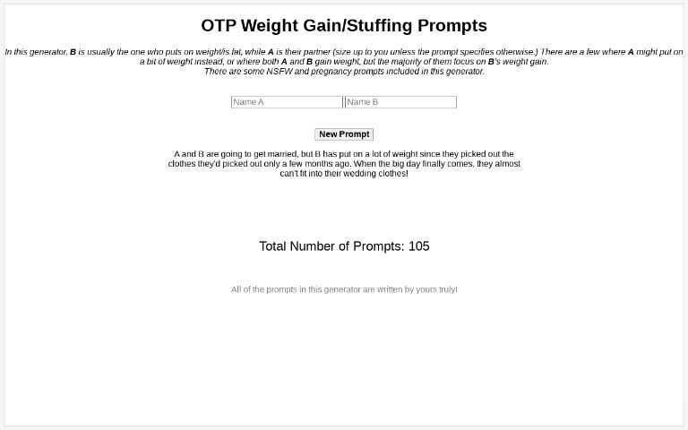 OTP Weight Gain/Stuffing Prompts ― Perchance Generator