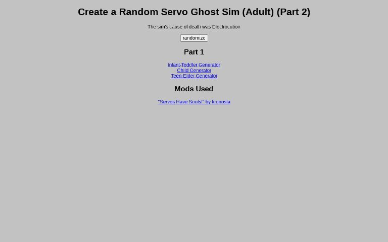 Create a Random Servo Ghost Sim (Adult) (Part 2) ― Perchance Generator