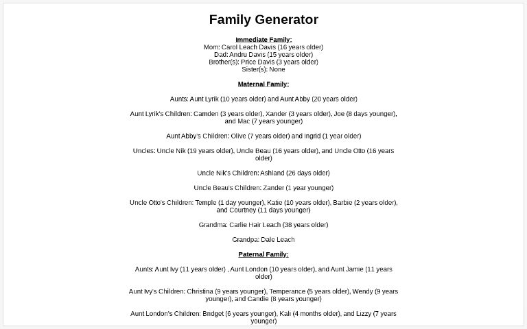 Family Generator