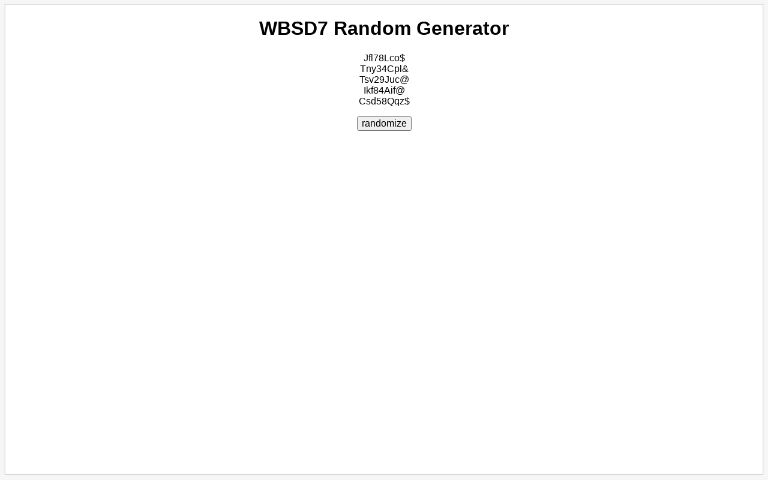 WBSD7 Random Generator