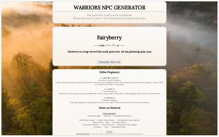 WARRIORS NPC GENERATOR
