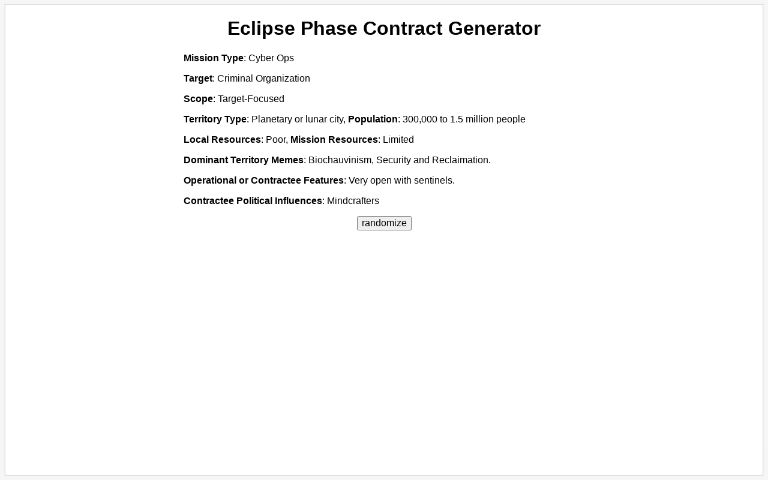 Eclipse Phase Contract Generator