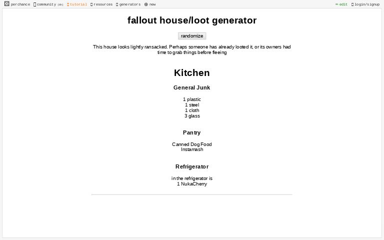 fallout house/loot generator