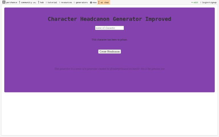 Character Headcanon Generator Improved
