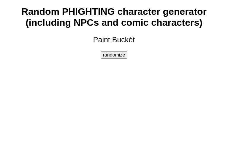 Random PHIGHTING character generator (including NPCs and comic characters)