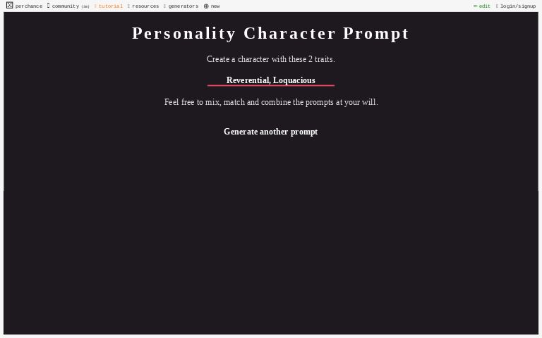 Personality Character Prompt ― Perchance Generator