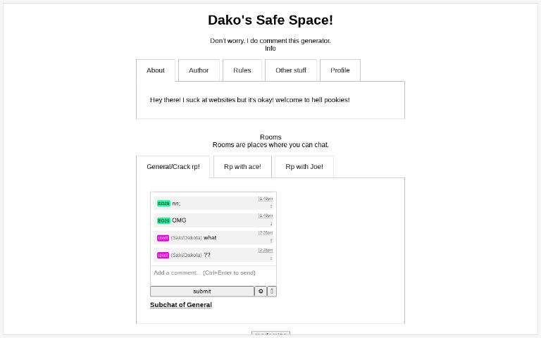 Dako's Safe Space! ― Perchance Generator