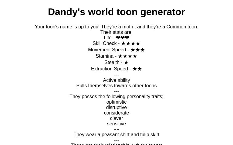 Dandy's world toon generator