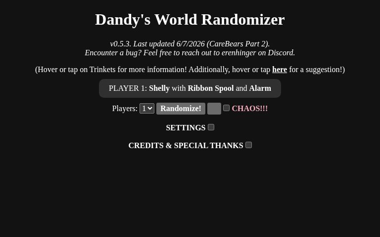 Dandy's World Randomizer ― Perchance Generator