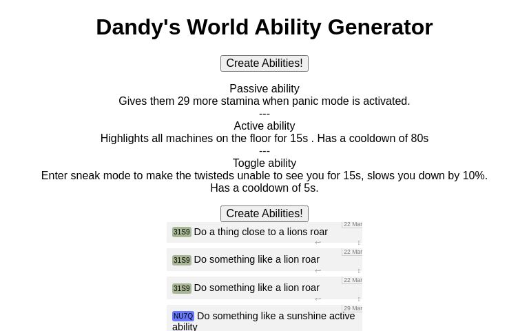 Dandy's World Ability Generator