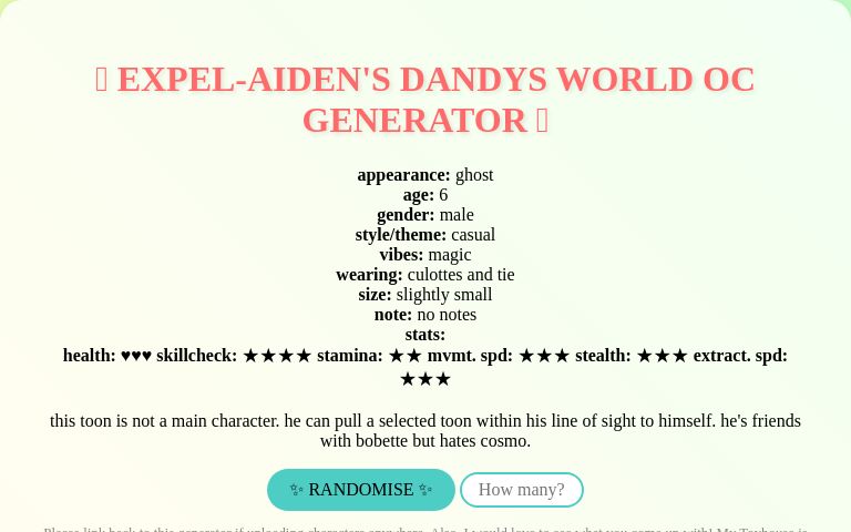 🌈 EXPEL-AIDEN'S DANDYS WORLD OC GENERATOR 🌈