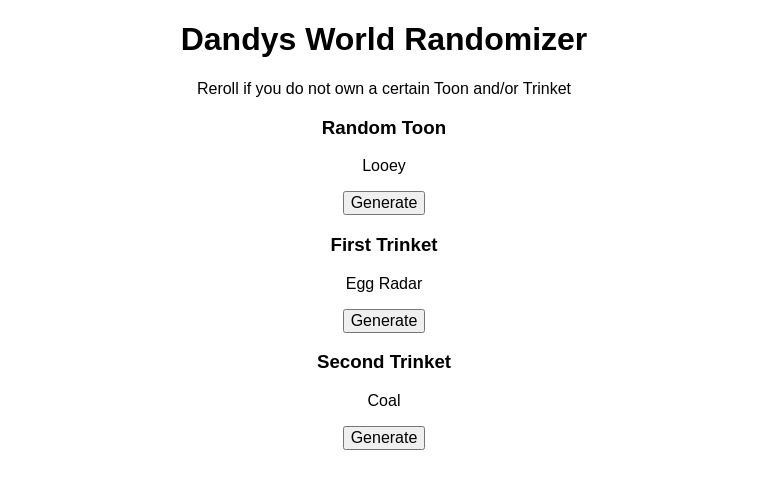 Dandys World Randomizer ― Perchance Generator