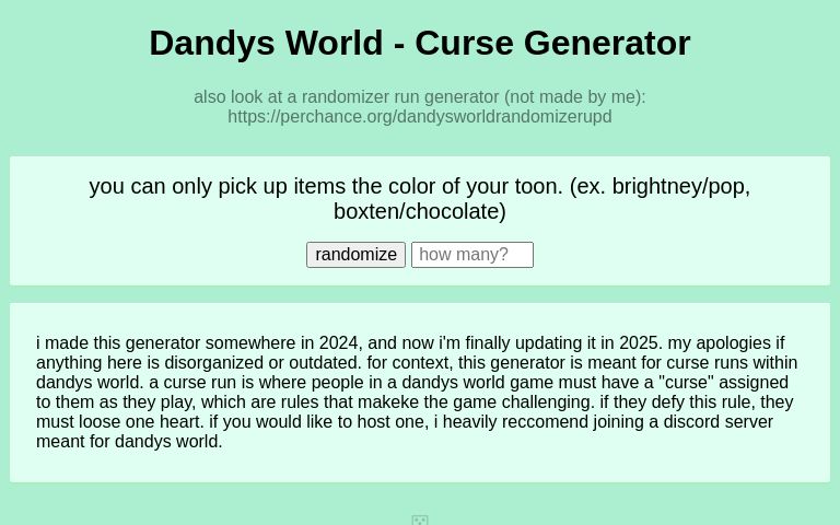 Dandys World - Curse run Generator