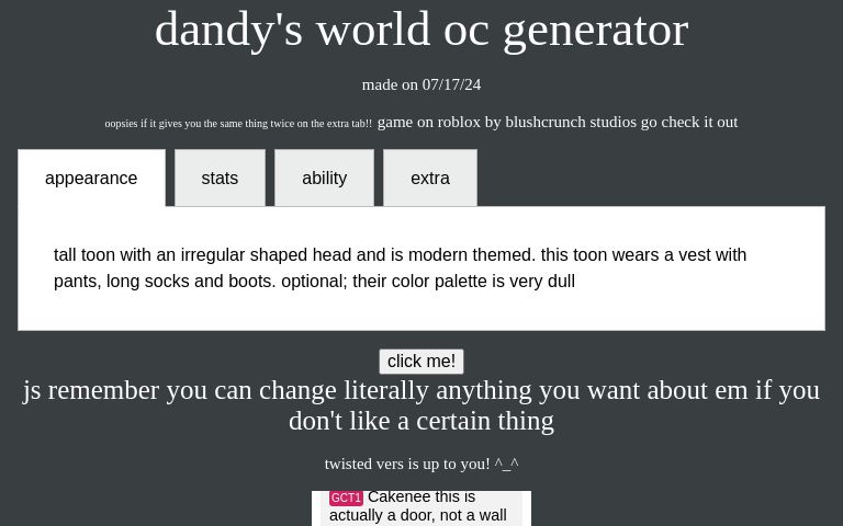 Dandysworldocgen ― Perchance Generator