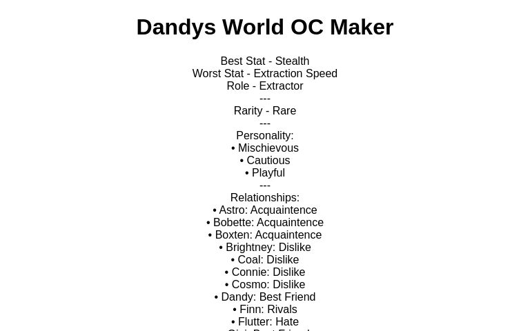 Dandys World OC Maker ― Perchance Generator