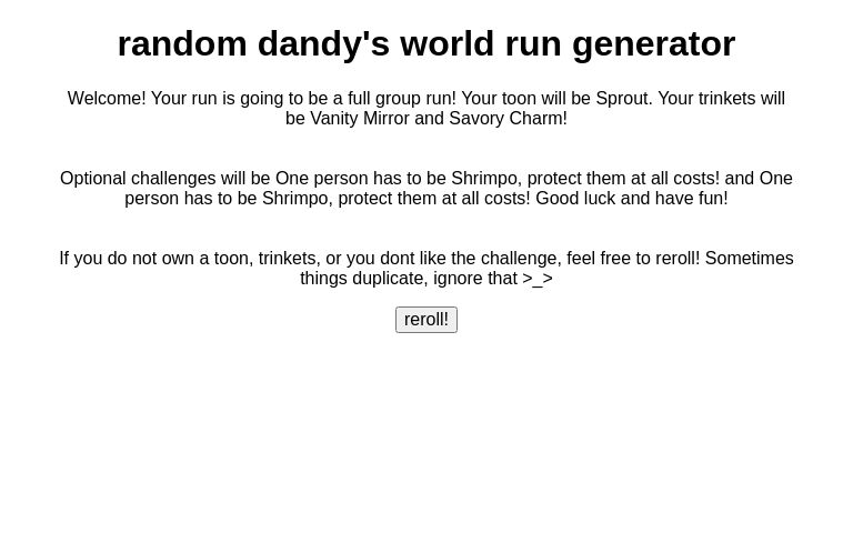 random dandy's world run generator