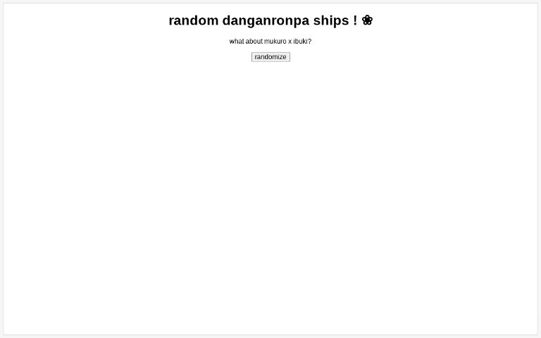 random danganronpa ships ! ― Perchance Generator