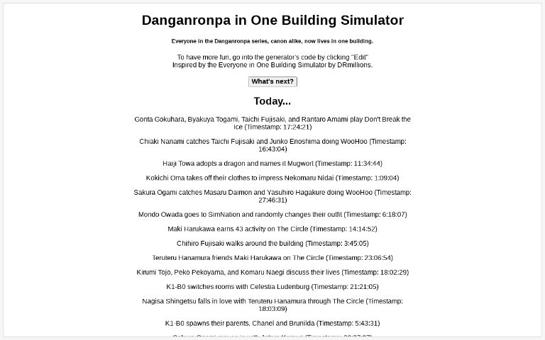 Danganronpa in One Building Simulator ― Perchance Generator