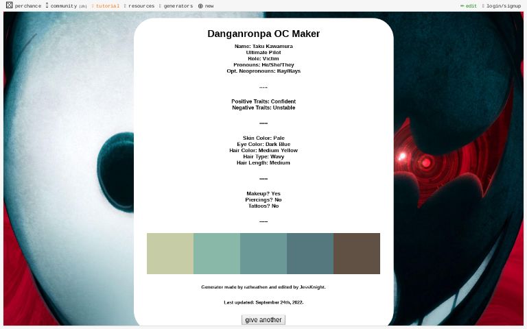 Danganronpa OC Maker ― Perchance Generator