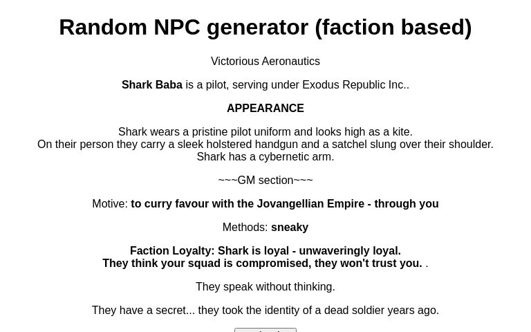 Random NPC generator (faction based)