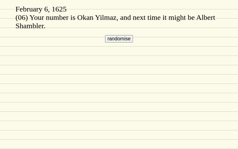 Daos Random Generator 1 Diary