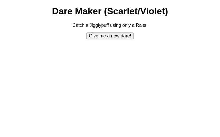 Dare Maker (Scarlet/Violet) ― Perchance Generator
