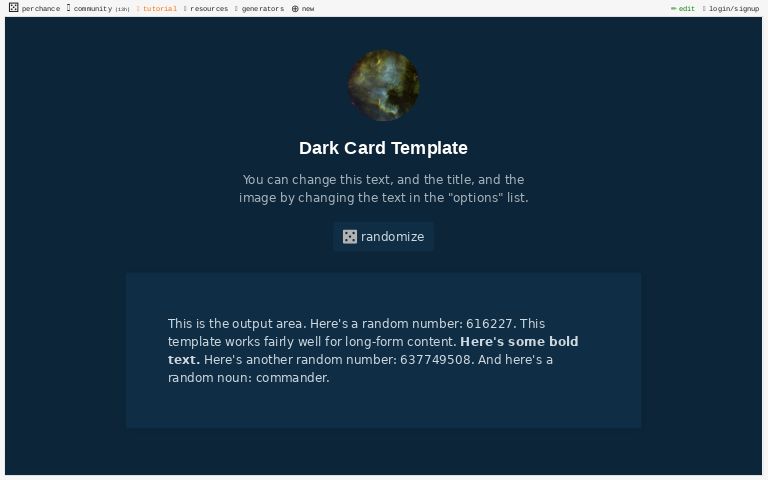 Dark Card Template ― Perchance Generator