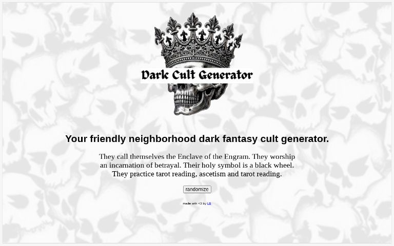 Your friendly neighborhood dark fantasy cult generator.